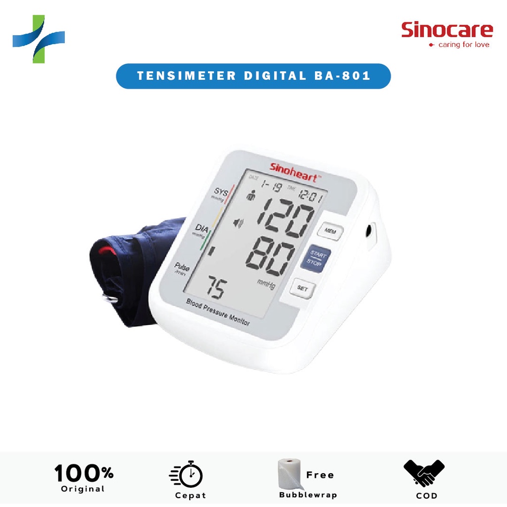 Jual Tensimeter Digital Otomatis BA-801 Sinocare Bahasa Indonesia ...