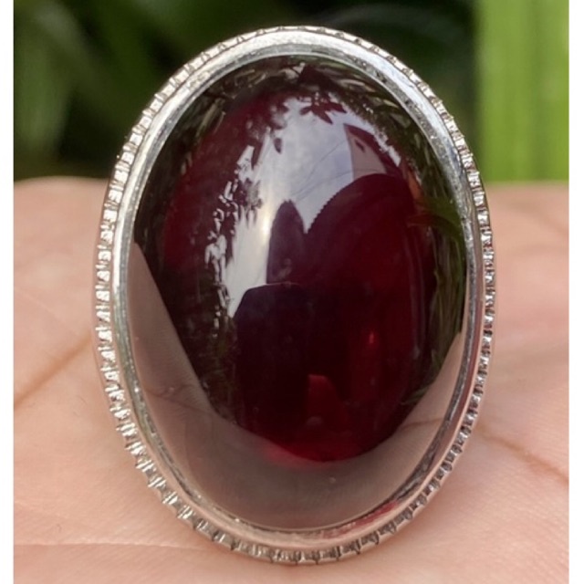 Jual Cincin Batu Akik Yaman Merah Kecubung Api Hitam Tembus Merah ...