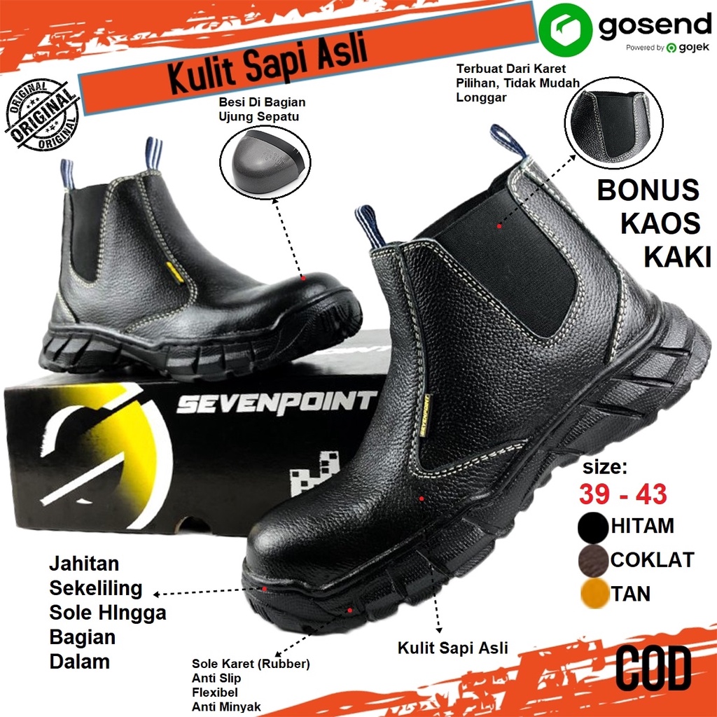 Jual Sepatu Safety Boots Pria Kulit Sapi Asli Original Septy Septi ...