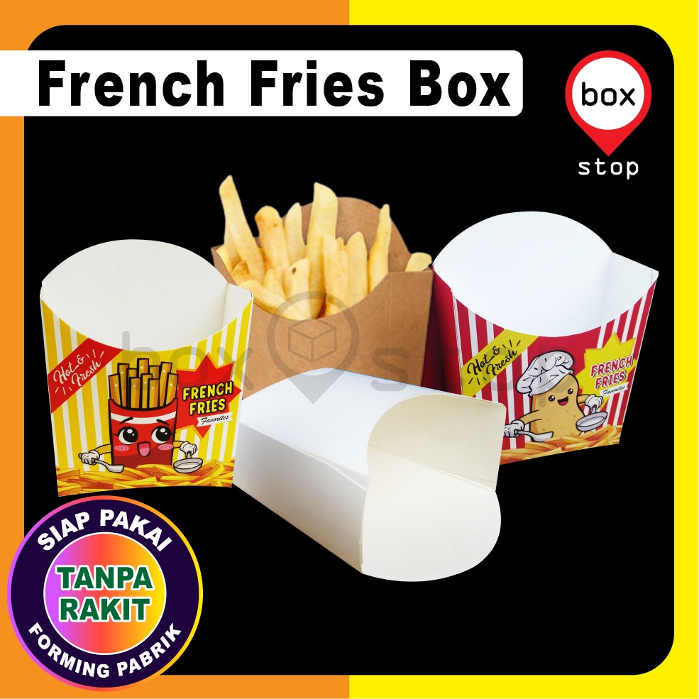 Jual Box Kotak Dus Kentang Goreng M - 7.5x3x12 cm (50 pcs) | Shopee ...