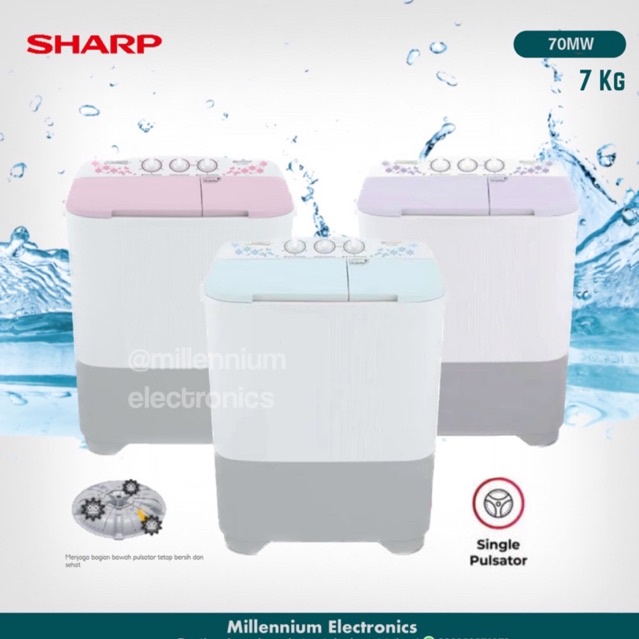 Jual MESIN CUCI SHARP EST 70 MW 7 KG 2 TABUNG 70MW 7KG PURE MAGIC LOW ...