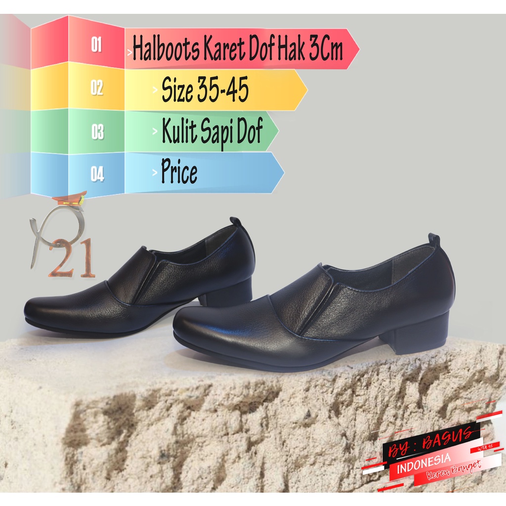 Jual SEPATU POLWAN P21 HALBOOTS KARET HAK DOF 3CM/5CM/7CM | Shopee ...