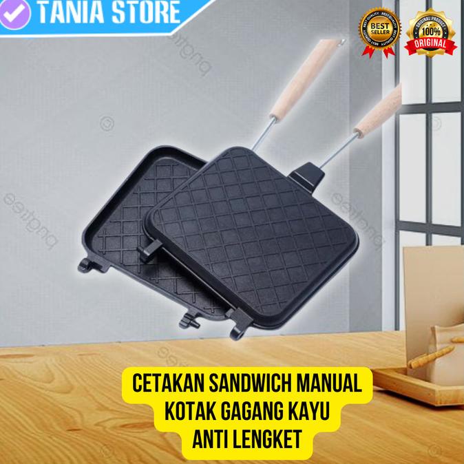 Jual Cetakan Pemanggang Roti Sandwich Manual Maker Kotak Toaster Pan ...