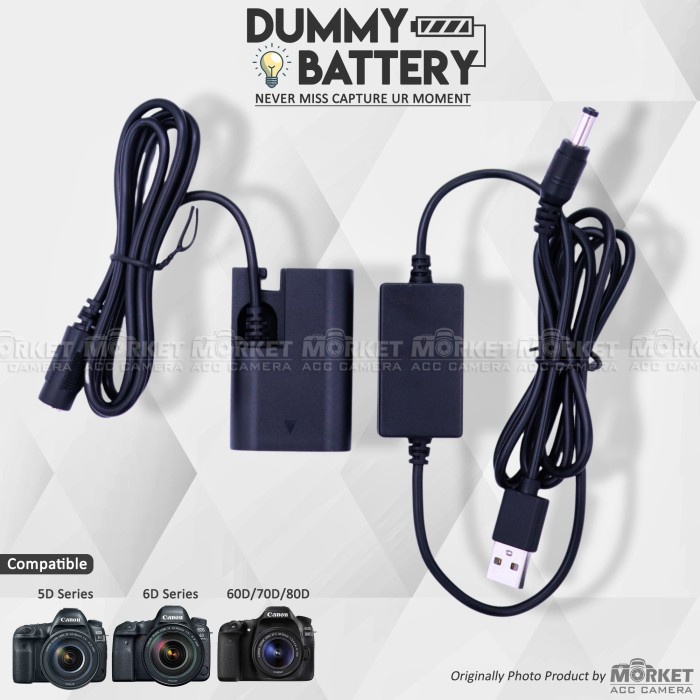 Jual BATTERY DUMMY LP-E6 USB FOR CANON (5D MARK II/III/IV - 6D/60D/70D ...