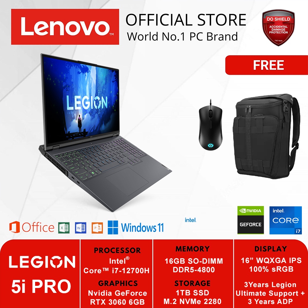 Jual LENOVO LEGION 5i PRO 16IAH7H RGID i7-12700H 16GB 1TB RTX3060 W11+OHS | Shopee Indonesia
