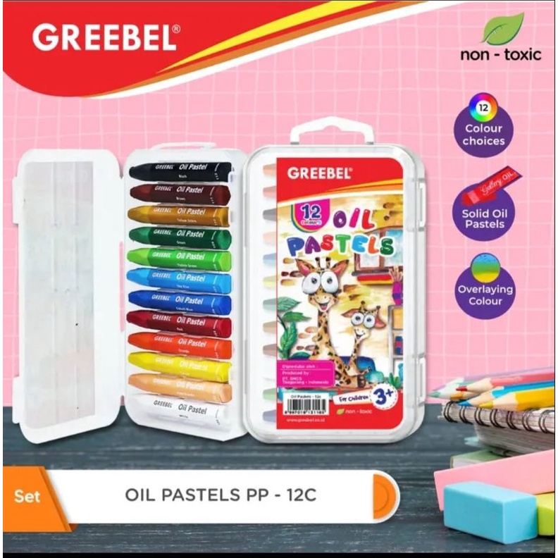 Jual Crayon GREEBEL 12 warna Oil pastel Art 12 Warna untuk sekolah anak ...