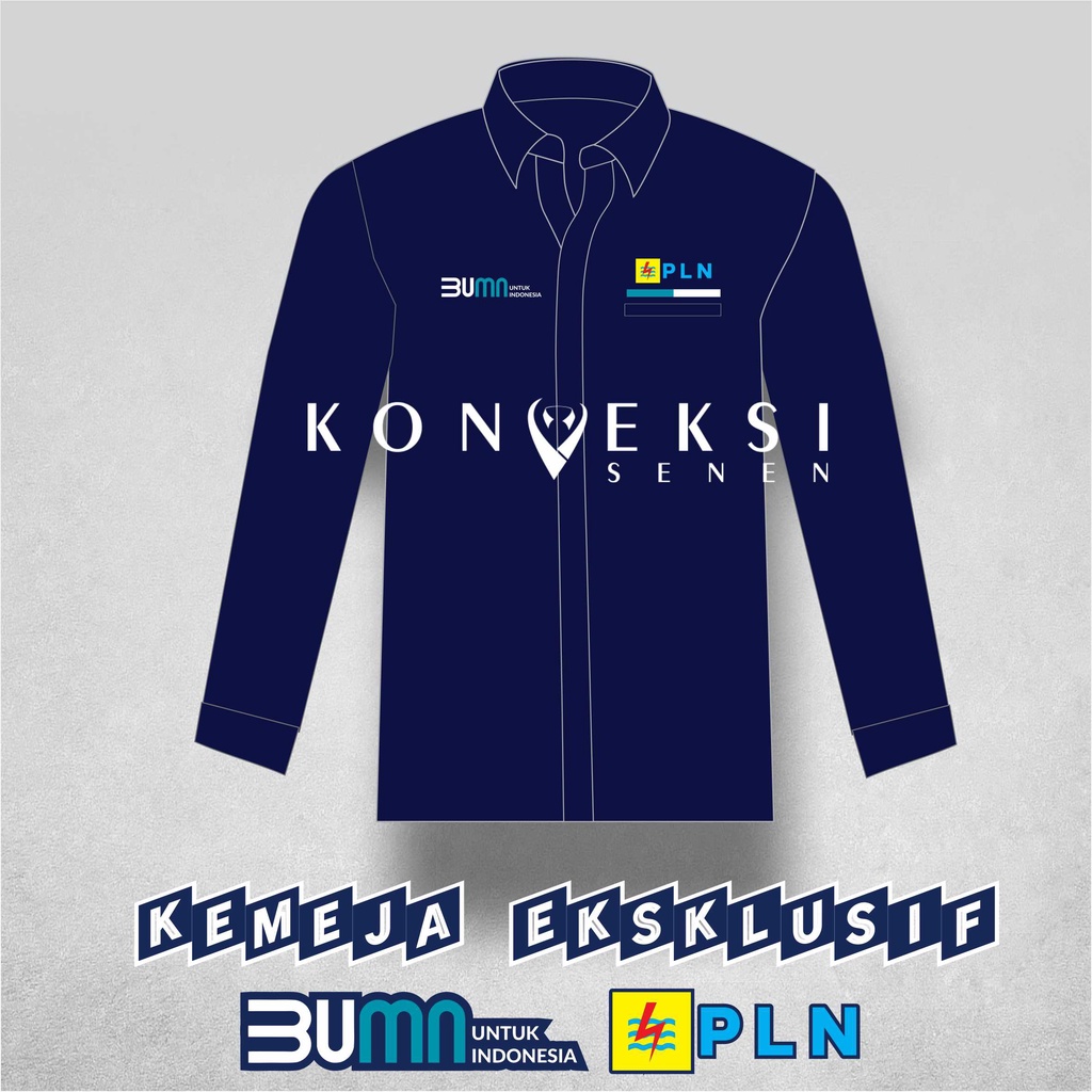 Jual Seragam Dinas Kerja Kemeja PDH Baju PLN BUMN PLN Untuk Indonesia warna biru dongker navy ...
