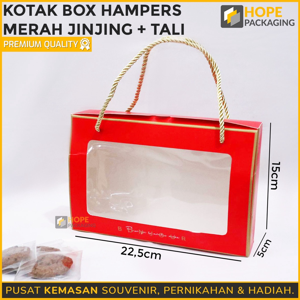Jual Kotak Box Merah + Tali / Box kue Kering Size 22.5 x 5 x 15 cm ...