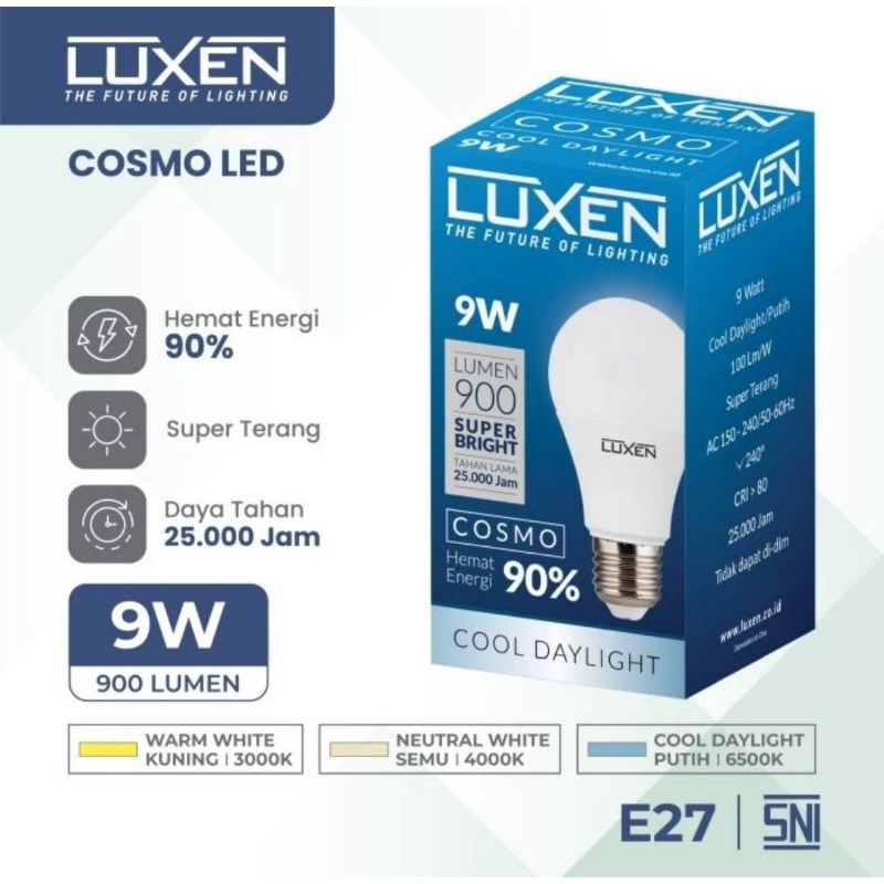 Jual Lampu LED Bulb LUXEN COSMO 9W/9 watt E27 bergaransi | Shopee Indonesia