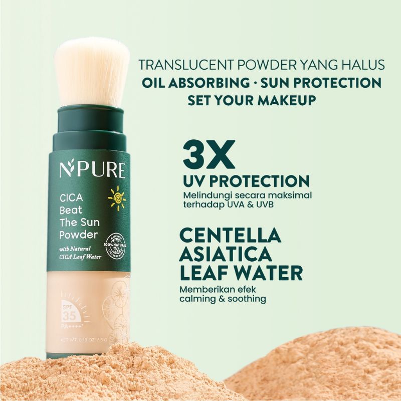Jual N'PURE Cica Beat The Sun Powder/Cream SPF 30/50 UVA/UVB NPURE ...