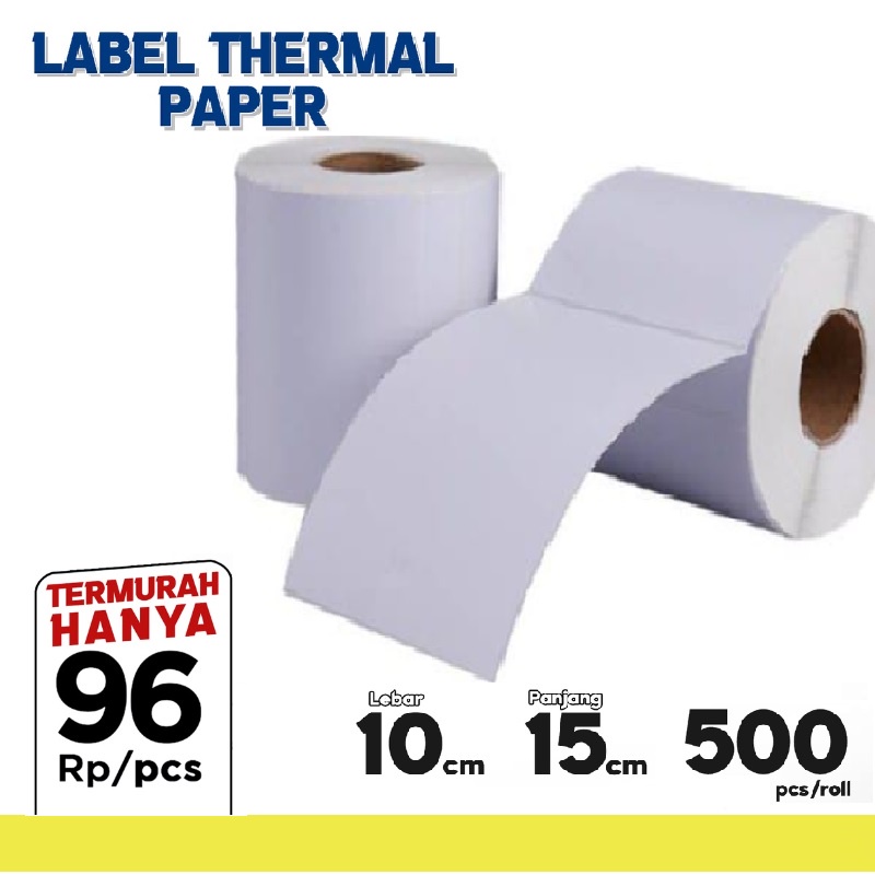 Jual KERTAS STICKER LABEL THERMAL LIPAT 100x150 BARCODE A6 | Shopee Indonesia