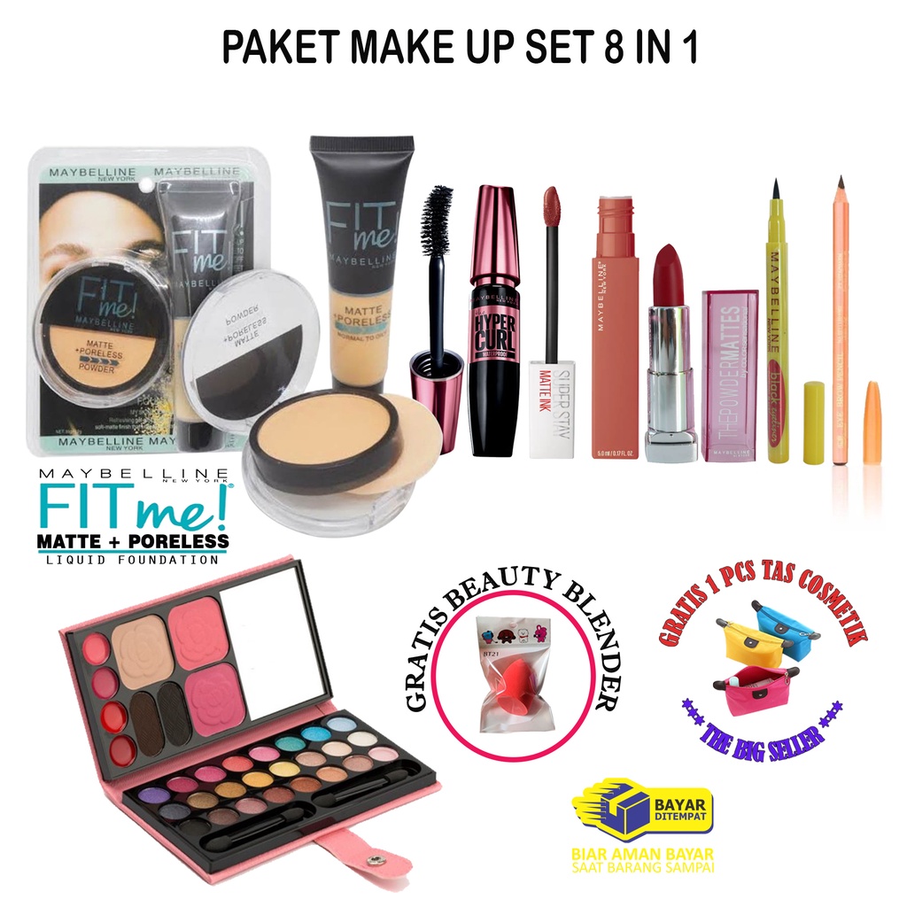 Jual Paket Super Lengkap 1 Paket 8 in 1 / Paket Makeup Wanita Komplit ...