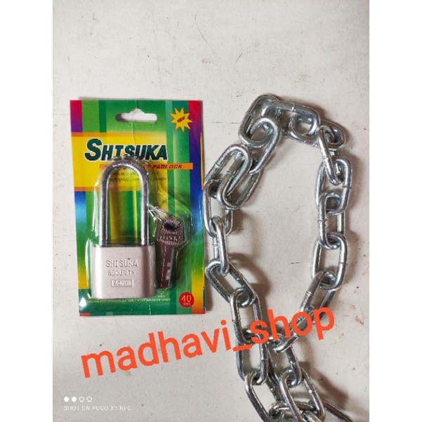 Jual paket rantai besi ukuran 5mm panjang 1meter dan gembok 40mm ...