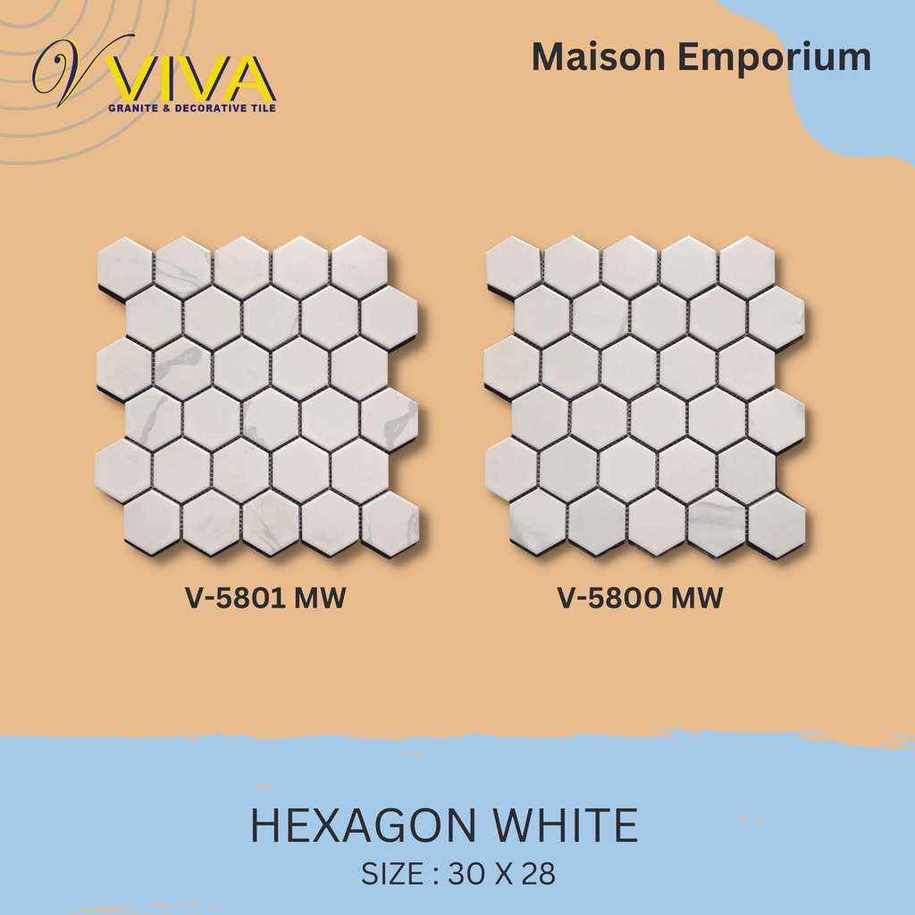 Jual MOSAIC KERAMIK VIVA HEXAGON PUTIH MARMER / mozaic mosaik mozaik ...