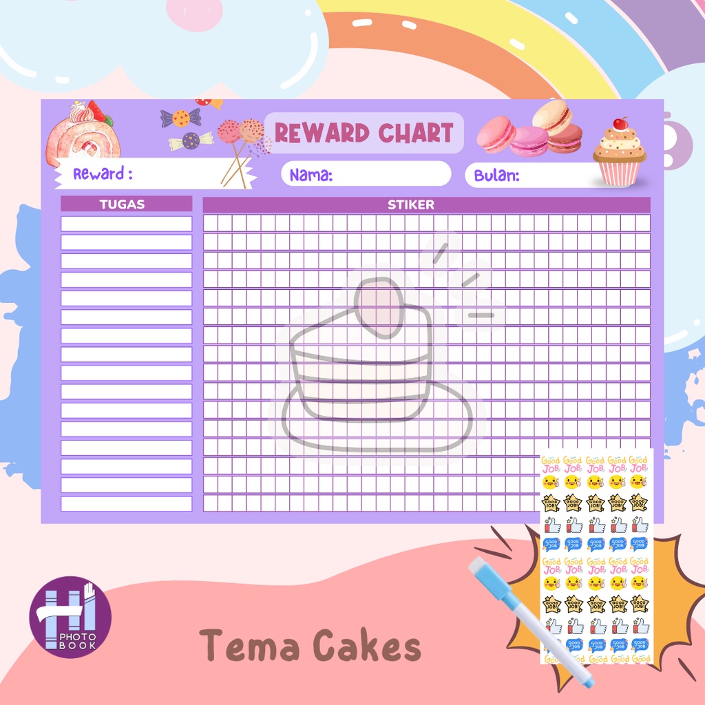 Jual Reward Chart Poster A3 Wipe & Clean free Sticker dan Spidol ...