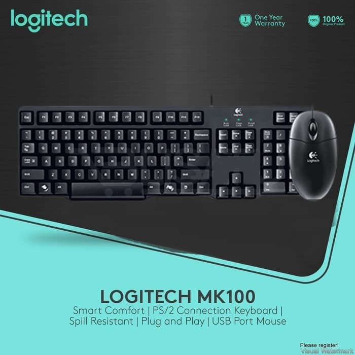 Jual LOGITECH MK100 COMBO KEYBOARD PS/2 + MOUSE USB | Shopee Indonesia