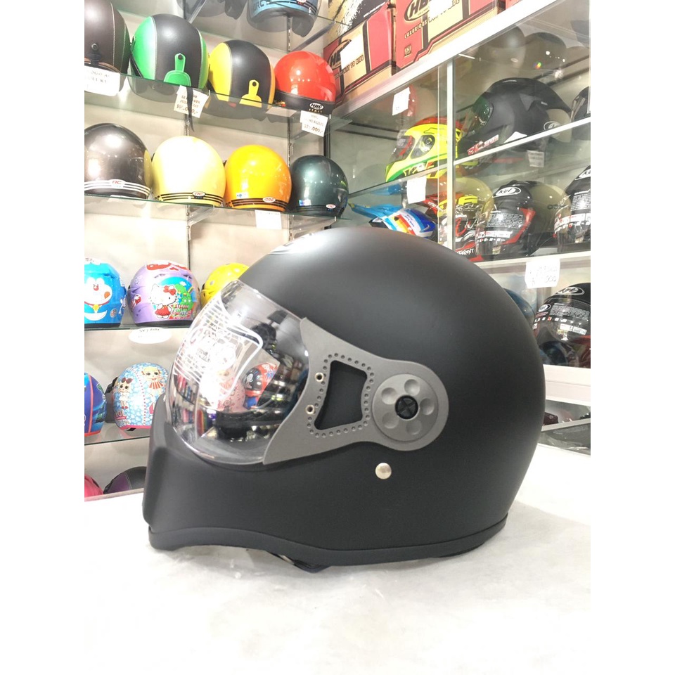 Jual HBC Helm Cakil Kaca Pilot Full Face Hitam Doff Standar Keamanan ...