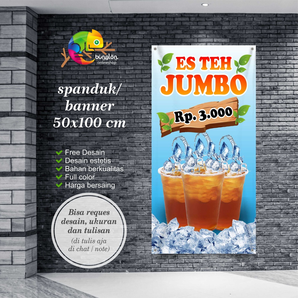 Jual Spanduk Banner Es Teh Jumbo Murah Free Desain | Shopee Indonesia