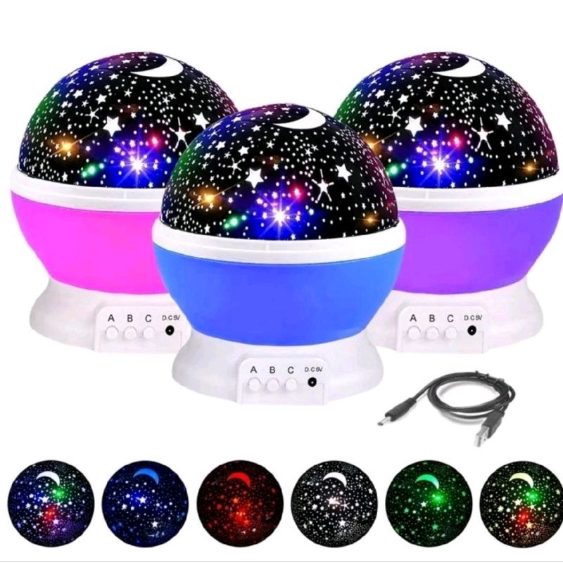 Jual Lampu Tidur Hias Bulan Bintang Unik Dengan Model Proyektor Motif ...
