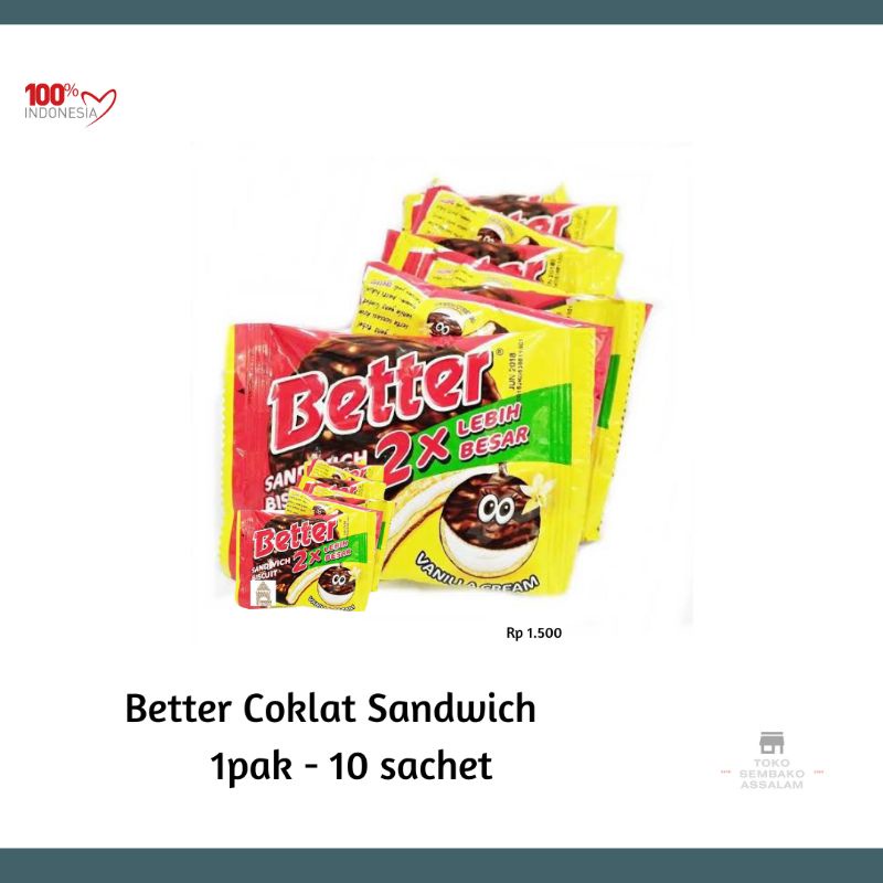 Jual better sandwich coklat 2x lebih besar / better sandwich sachet ...