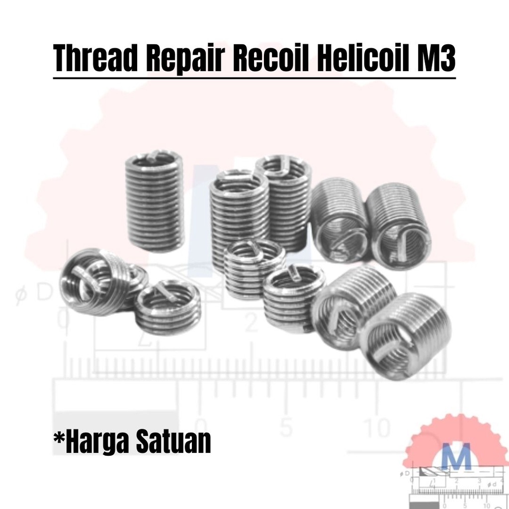 Jual Helicoil M3 Thread repair insert recoil M 3x0.5 | Shopee Indonesia