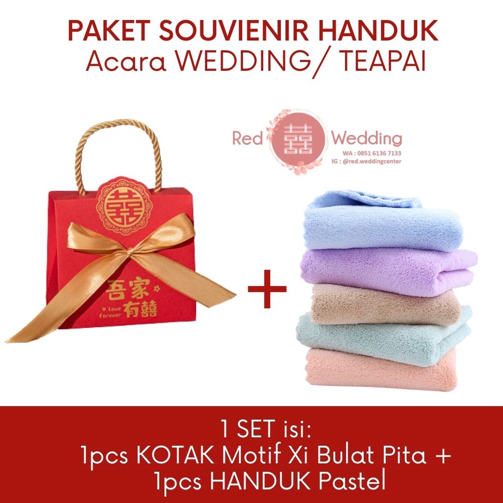 Jual [KOTAK Pita Xi] PAKET HANDUK Pastel / Handuk Merah Souvenir ...
