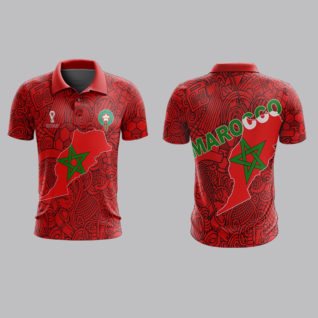 Jual BAJU KAOS POLO MAROCO JERSEY PIALA DUNIA QATAR 2022 FULLPRINT ...