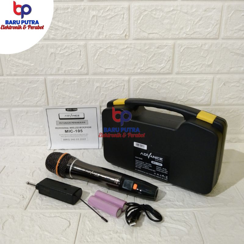 Jual Mic ADVANCE MIC-105 / Microphone Profesional MIC 105 Wireless Gold Metalic Silver | Shopee ...