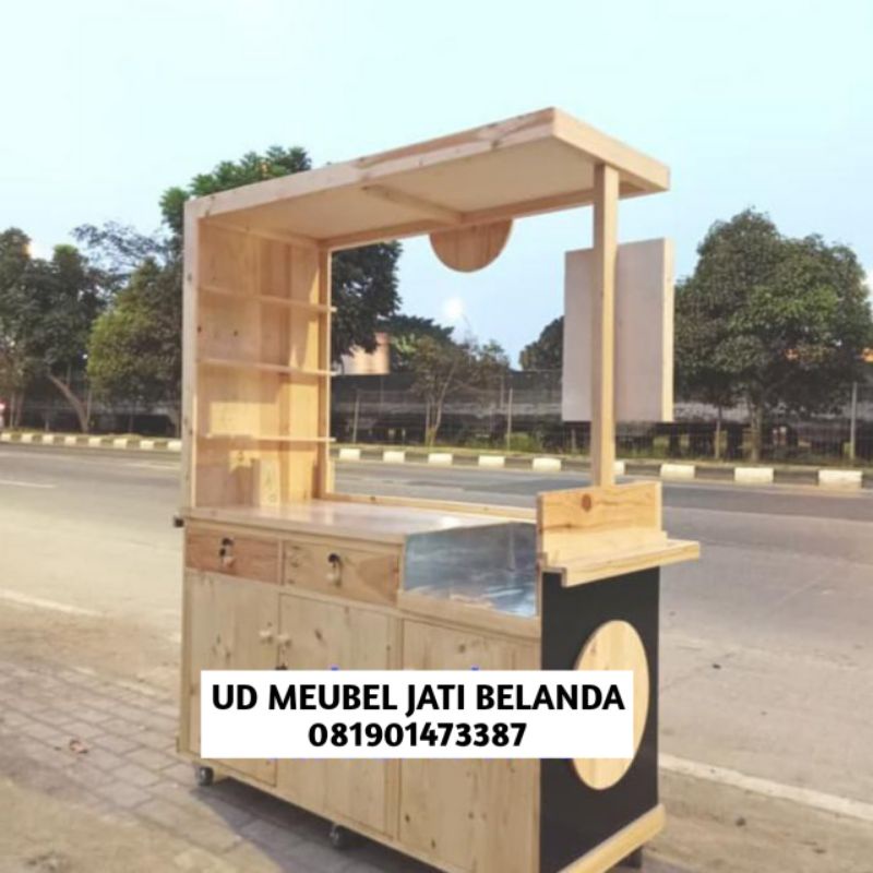 Jual gerobak kayu jati Belanda, gerobak kuliner, | Shopee Indonesia