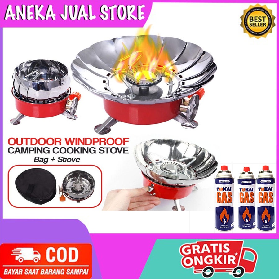 Jual Kompor Mini Camping Kemah Portable Anti Angin Windproof Kompor Gas ...