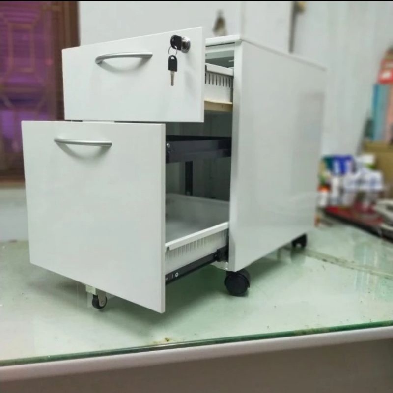 Jual Drawer Cabinet Besi 2 Susun File Gantung Ada Roda Warna Putih Laci ...