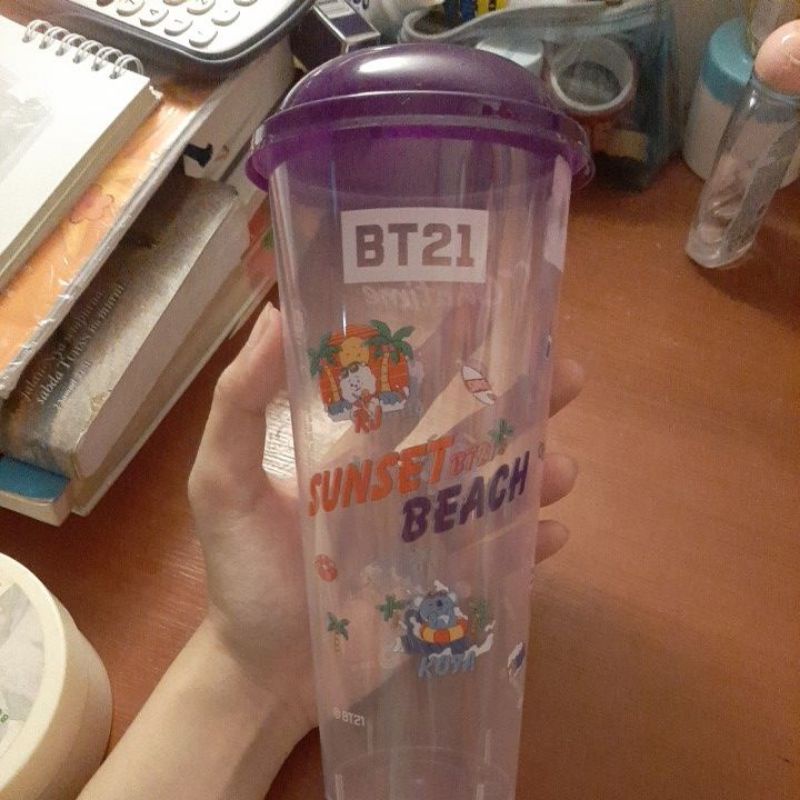 Jual Gelas chatime BT21 dengan tutup ya | Shopee Indonesia
