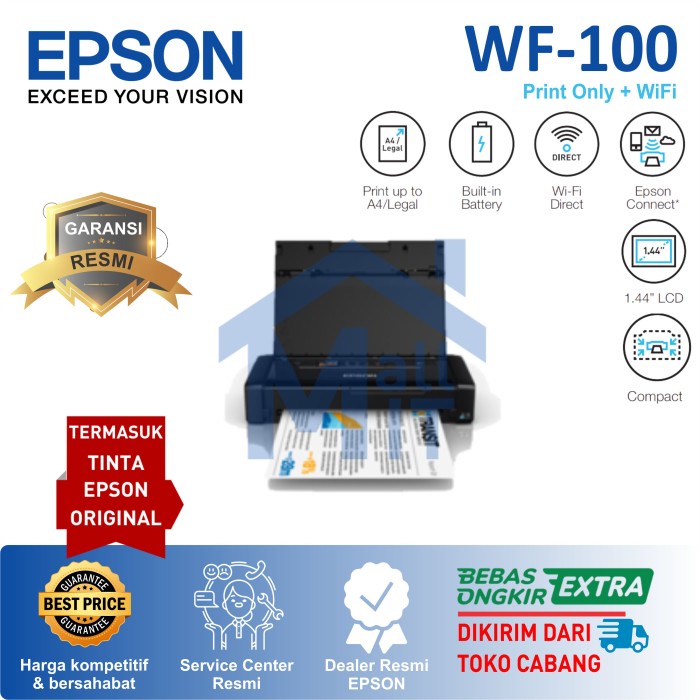 Jual Printer Epson Wf-100 Epson Wf 100 Wf100 Portable Ringan Wifi ...