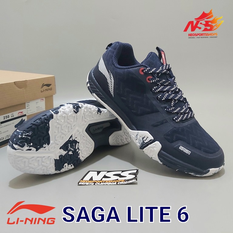 Jual Sepatu Badminton Lining Saga Lite 6 Navy White Original ...