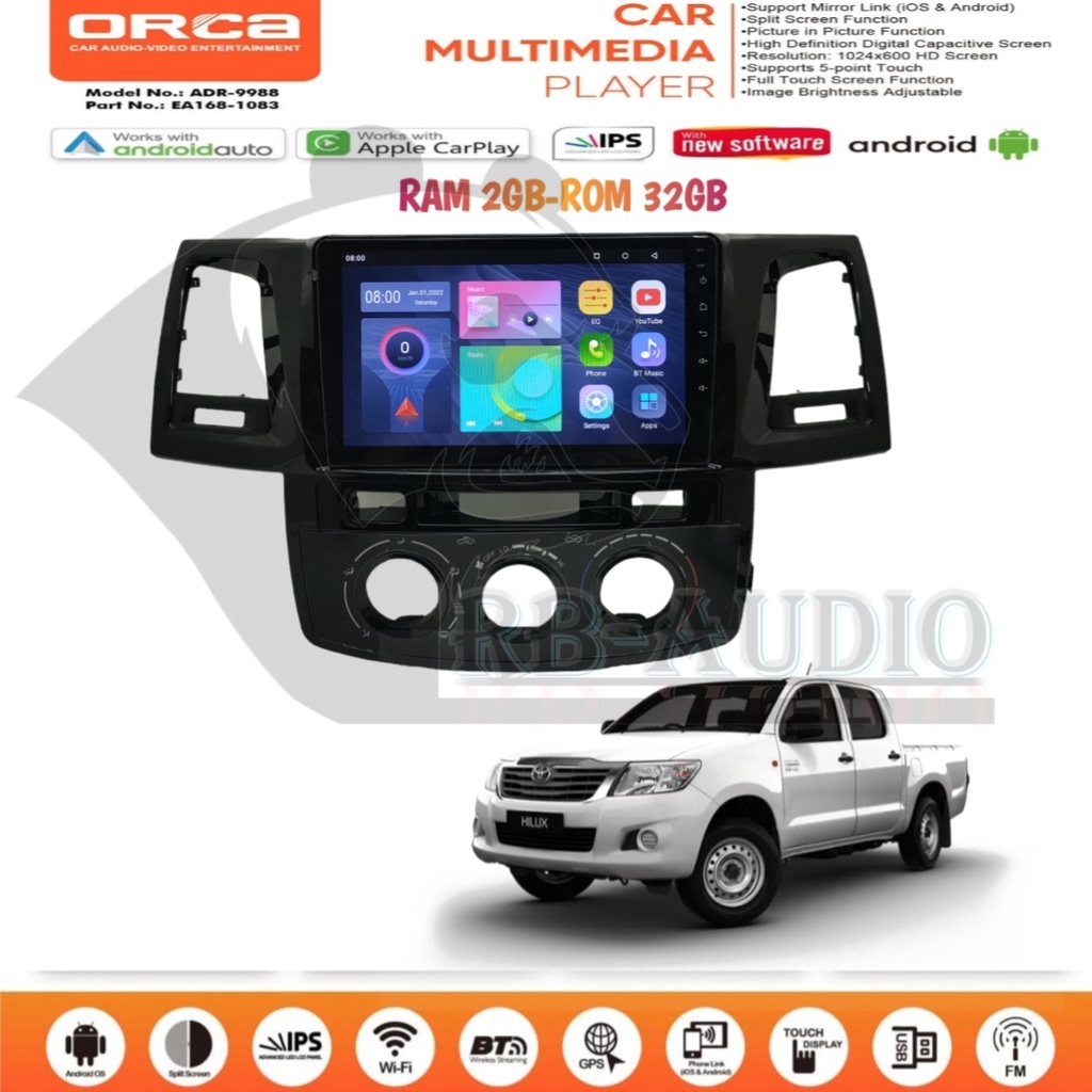 Jual Head Unit Android Orca Eco Toyota Hilux 2008 - 2015 9 inch PNP ...