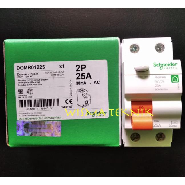 Jual ELCB / RCCB Domae Schneider 2P 25A 30mA DOMR01225 | Shopee Indonesia