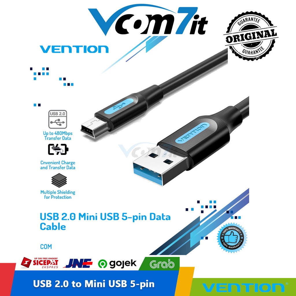 Jual Vention Kabel Data Mini USB Type B for Harddisk USB Male to USB 5 ...