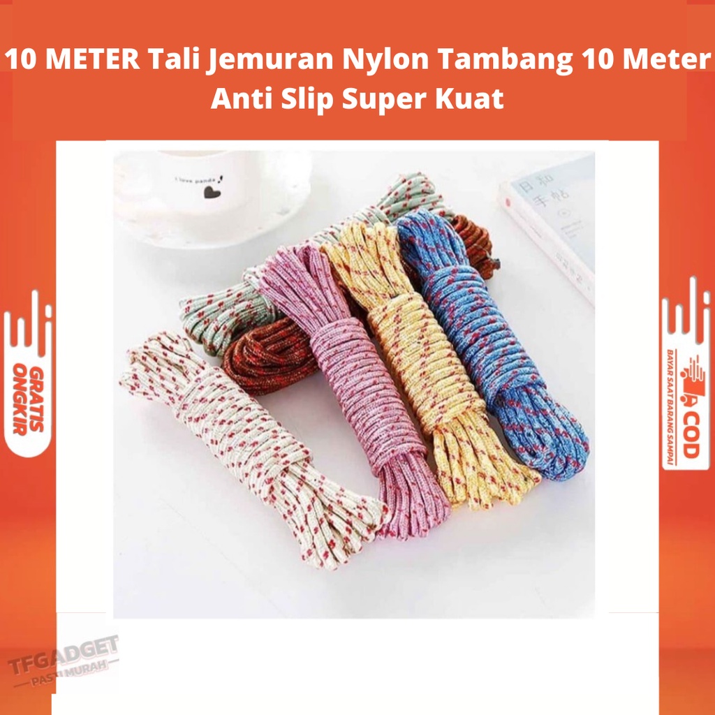 Jual 10 METER Tali Jemuran Nylon Tambang 10 Meter Anti Slip Super Kuat ...