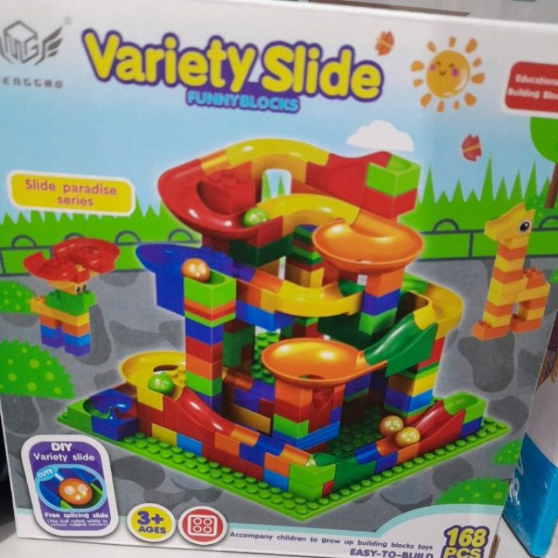 Jual variety slide funny blocks marble run building block | Shopee ...