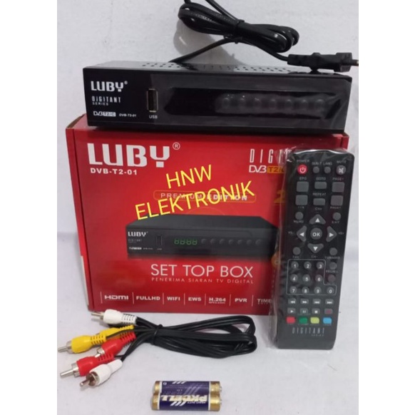 Jual receiver STB set top box DVB T2 01 LUBY support Youtube TIKTOK bahan besi 2 port USB ...