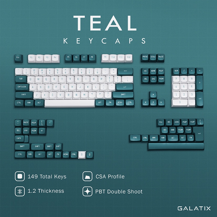 Jual KEYCAPS CSA Teal Keycap White Putih Hijau Mechanical Keyboard ...