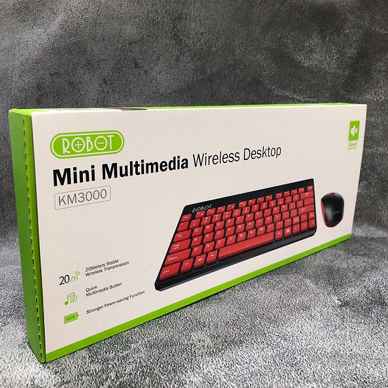 Jual Keyboard Mini Robot KM3000 Wireless (Keyboard and Mouse) | Shopee ...