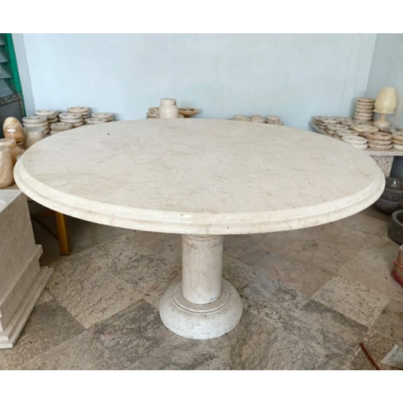 Jual Meja Makan Batu Marmer Putih Bundar | Shopee Indonesia