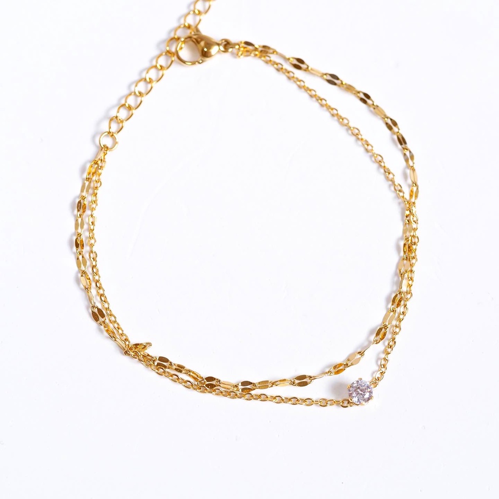 Jual Panlandwoo - Gelang Tangan Stainless Wanita Double Diamond ...