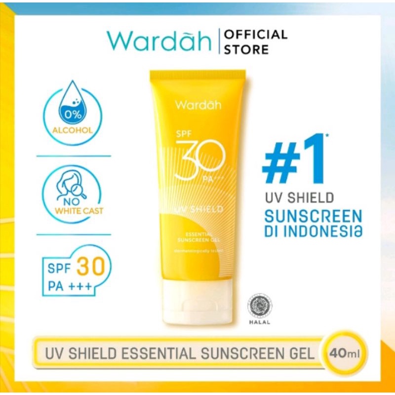 Jual Wardah UV Shield Essential Sunscreen Gel SPF 30 PA +++ 40 ml | Shopee Indonesia