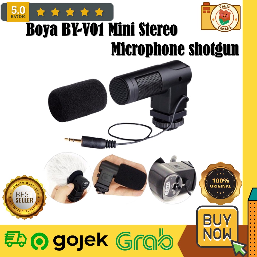 Jual Boya BY-V01 Mini Stereo Microphone shotgun | Shopee Indonesia