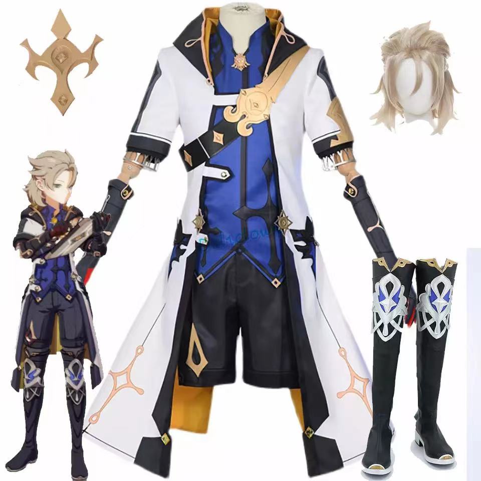 Jual Genshin Impact Albedo Cosplay Costume Uniform Wig Anime Halloween ...