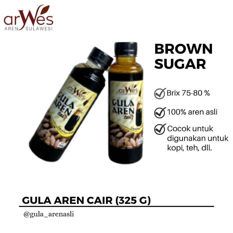 Jual Gula Aren Cair Liquid Brown Sugar Asli 325gr Aren Sulawesi Arwes ...