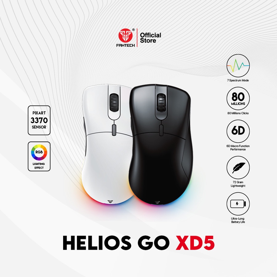 Jual Fantech HELIOS GO XD5 Wireless Mouse Gaming RGB Dual Mode PIXART 3370 | Shopee Indonesia