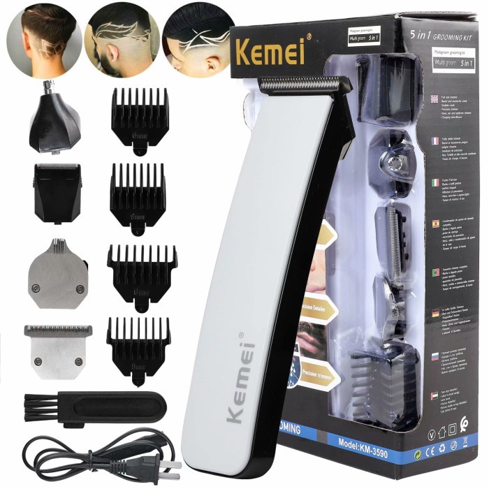 Jual Mesin Cukur Rambut Elektrik Kemei KM 3590 Hair Clipper 5 in 1 Trimmer | Shopee Indonesia